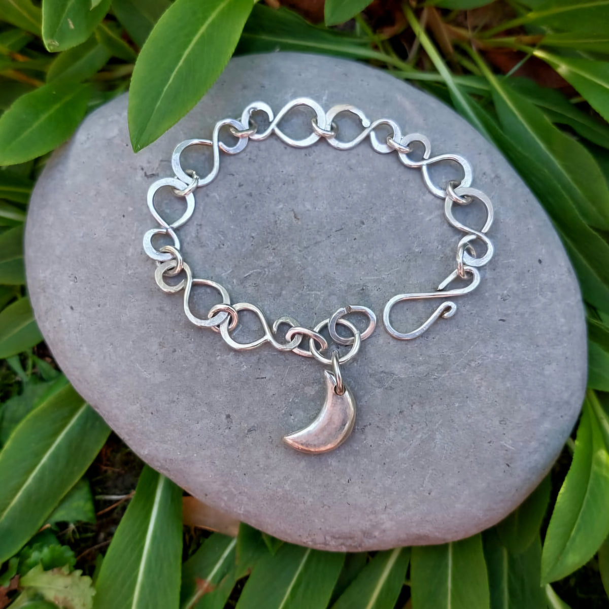 Infinity Moon Bracelet – Silver and Stone